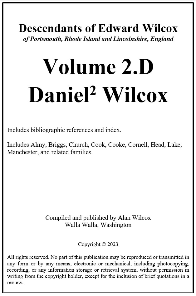 Generation 2 Preview - Descendants of Edward Wilcox